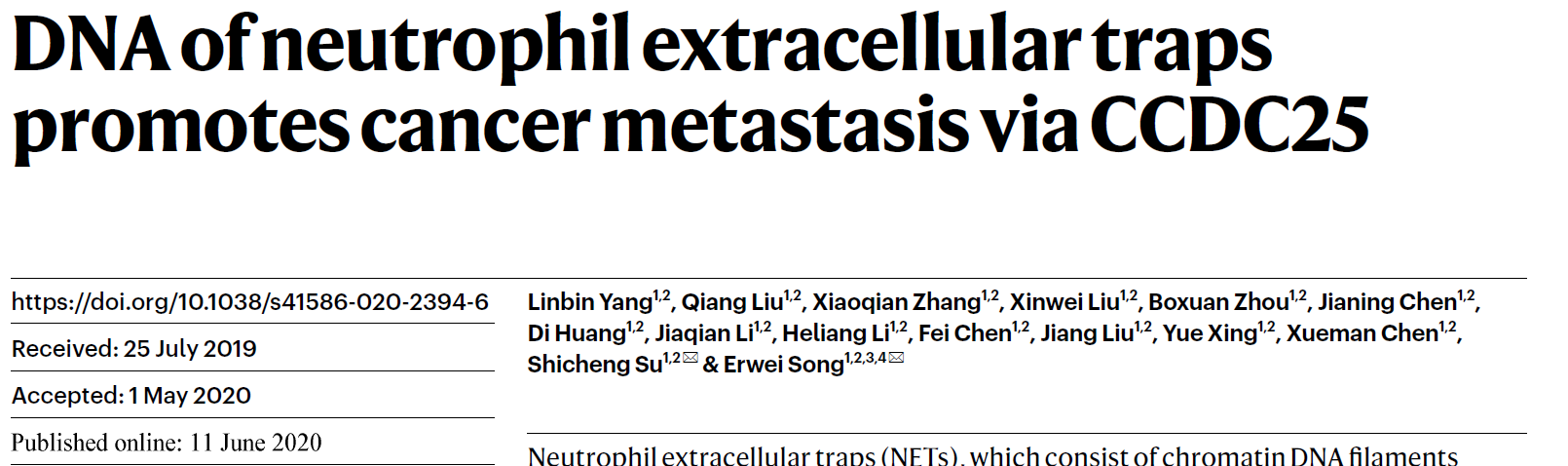 OIPE|Nature孤儿受体CCDC25感知胞外DNA促进肿瘤肝转移 - 知乎